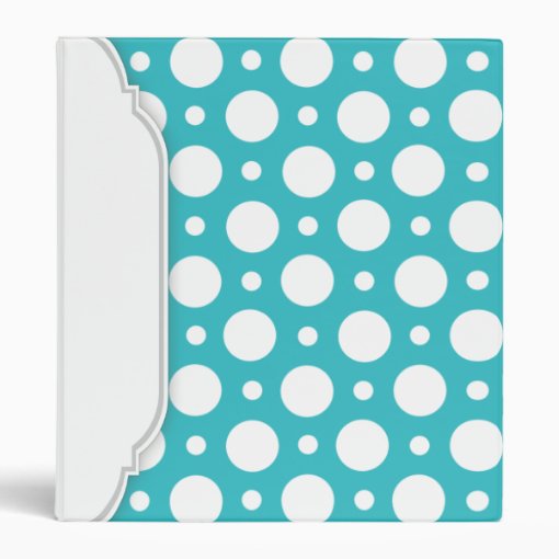 Turquoise White Assorted Polka Dots custom Binder | Zazzle