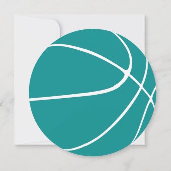 turquoise white basketball birthday party announcement | Zazzle