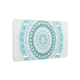Turquoise White Damask Mandala License Plate | Zazzle