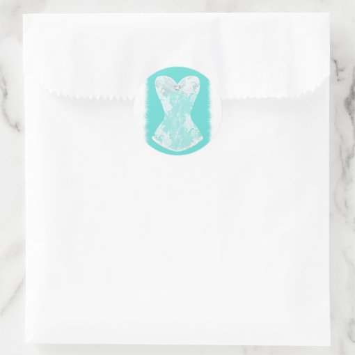 Turquoise & White Glam Lingerie Shower Party Favor Classic Round ...