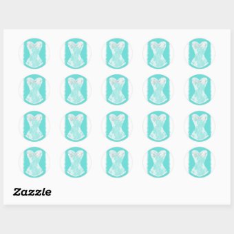 Turquoise & White Glam Lingerie Shower Party Favor Classic Round ...