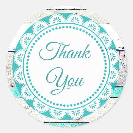 Turquoise White Lacey Thank You Stickers | Zazzle.com