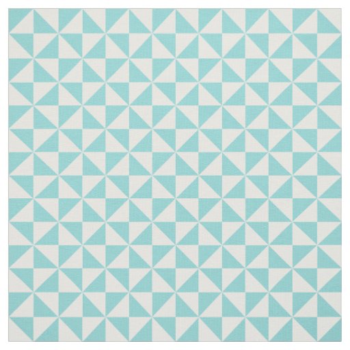 Turquoise White Modern Triangles Pattern Fabric | Zazzle