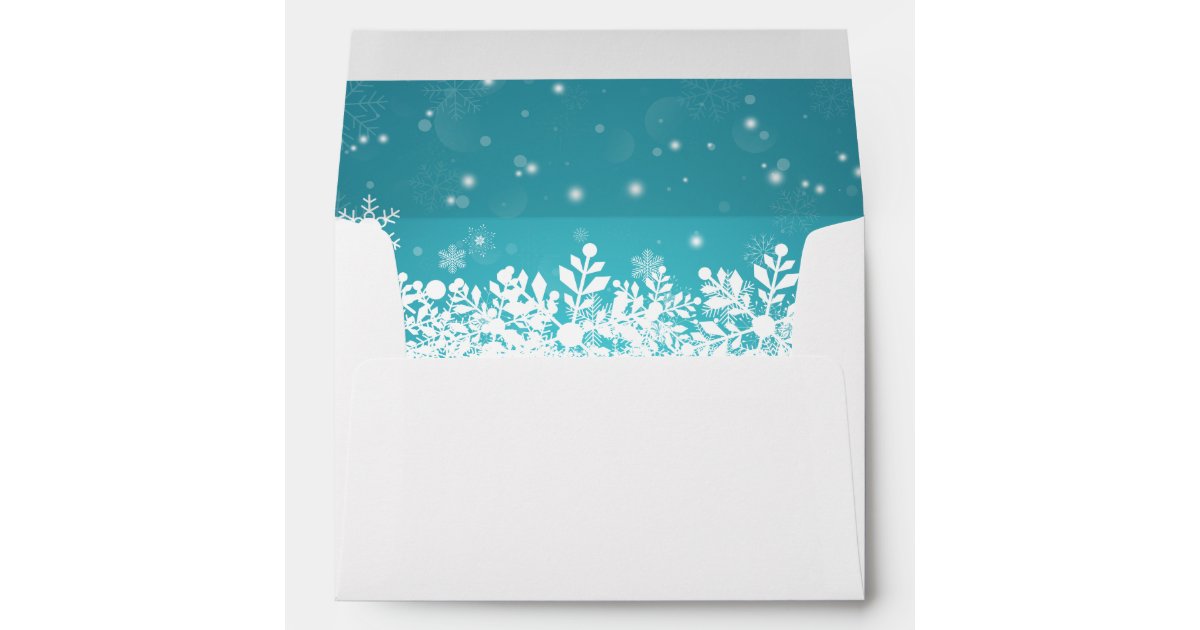 Turquoise Winter Snowflakes Holiday Season Envelope | Zazzle