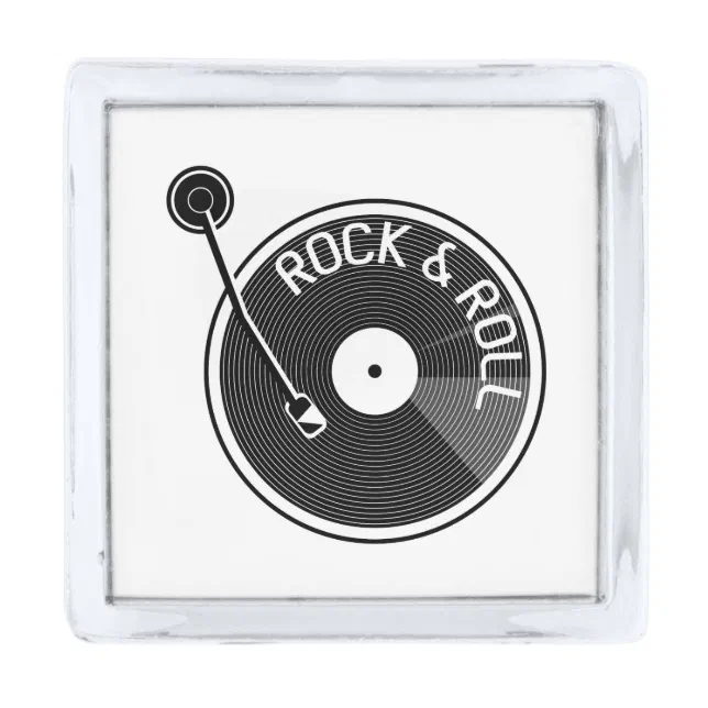 Turtable Record Player Rock And Roll Vinyl Record Silver Finish Lapel ...