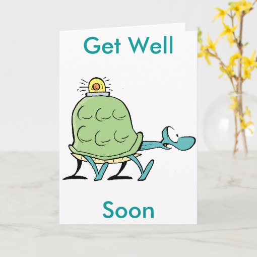 Turtle Ambulance Cartoon Get Well Soon Card | Zazzle