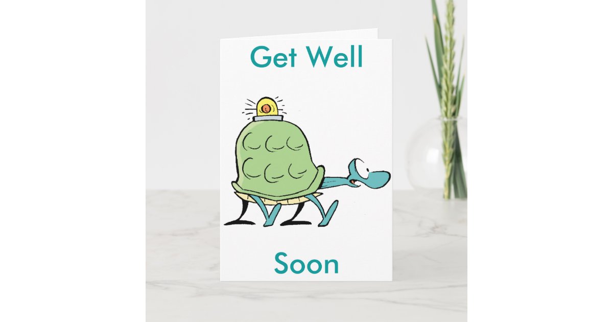 Turtle Ambulance Cartoon Get Well Soon Card | Zazzle