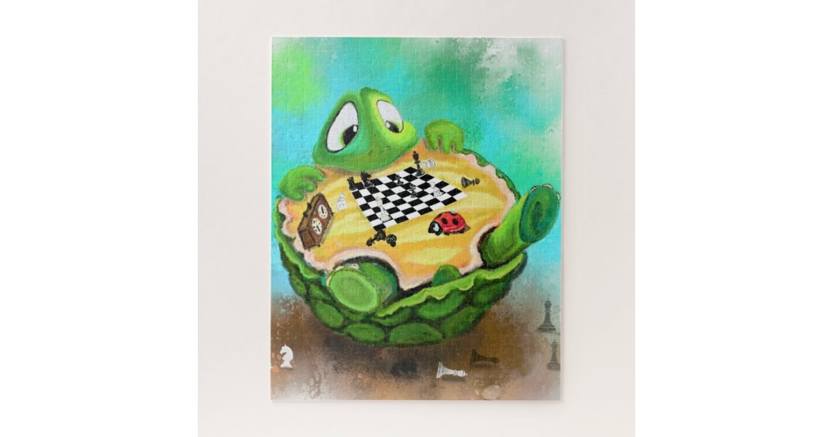 Turtle and Ladybug Playing Chess Puzzle Cartoon | Zazzle