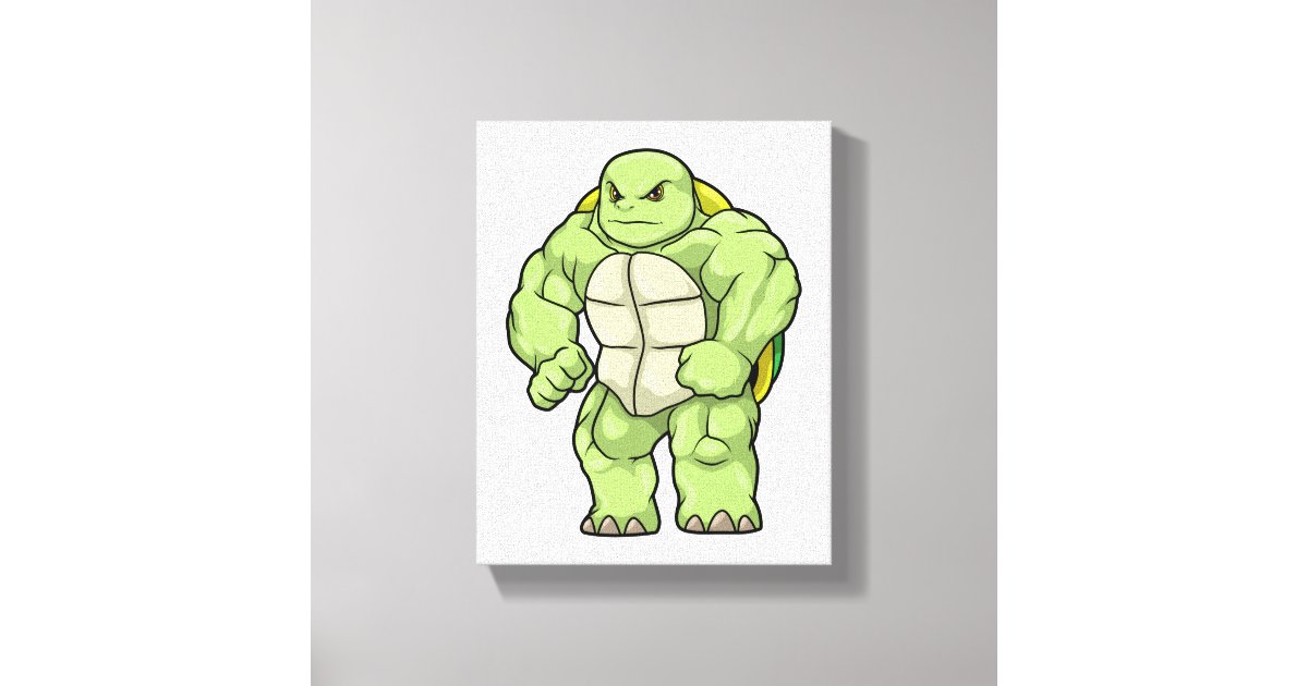 Turtle as Bodybuilder with Six pack Canvas Print | Zazzle