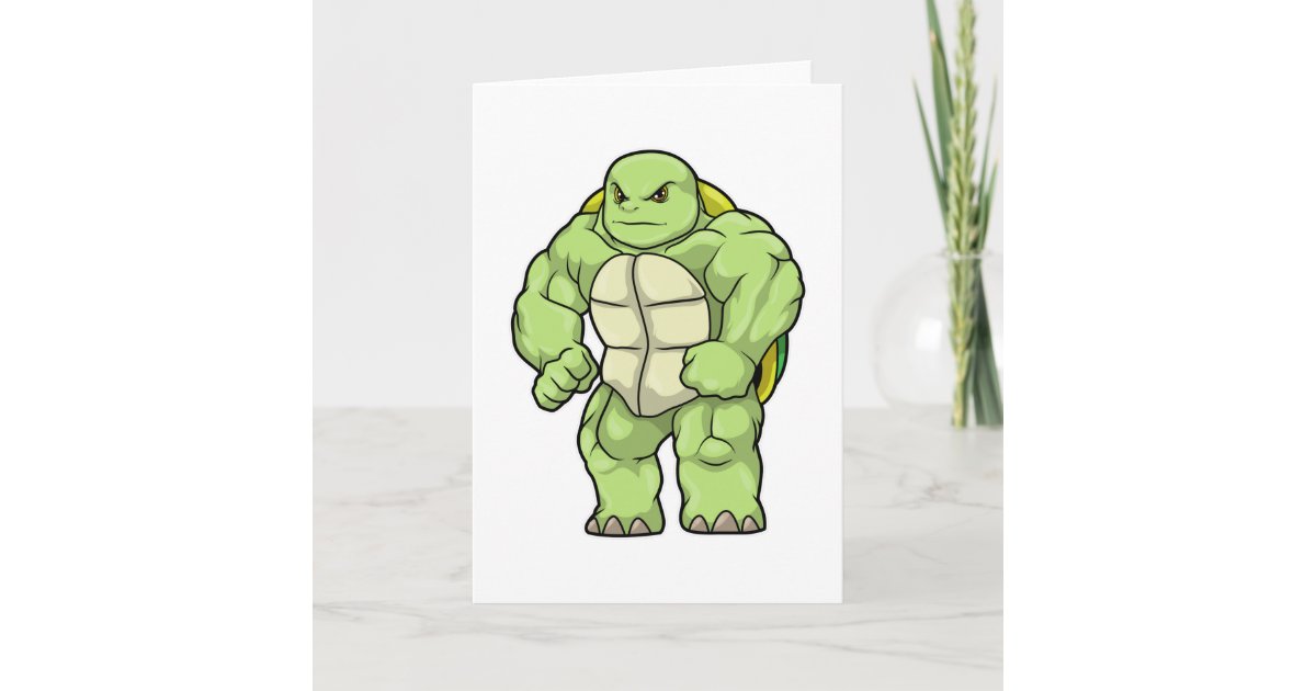 Turtle as Bodybuilder with Six pack Card | Zazzle