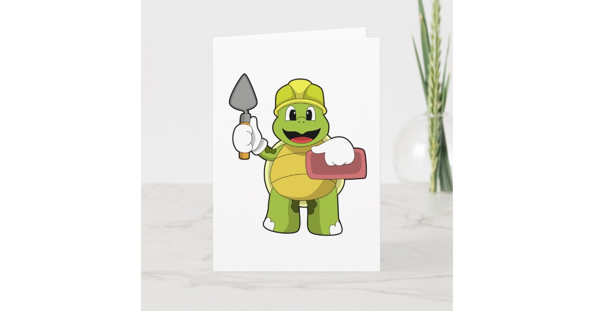 Turtle as Mason with Stone Card | Zazzle