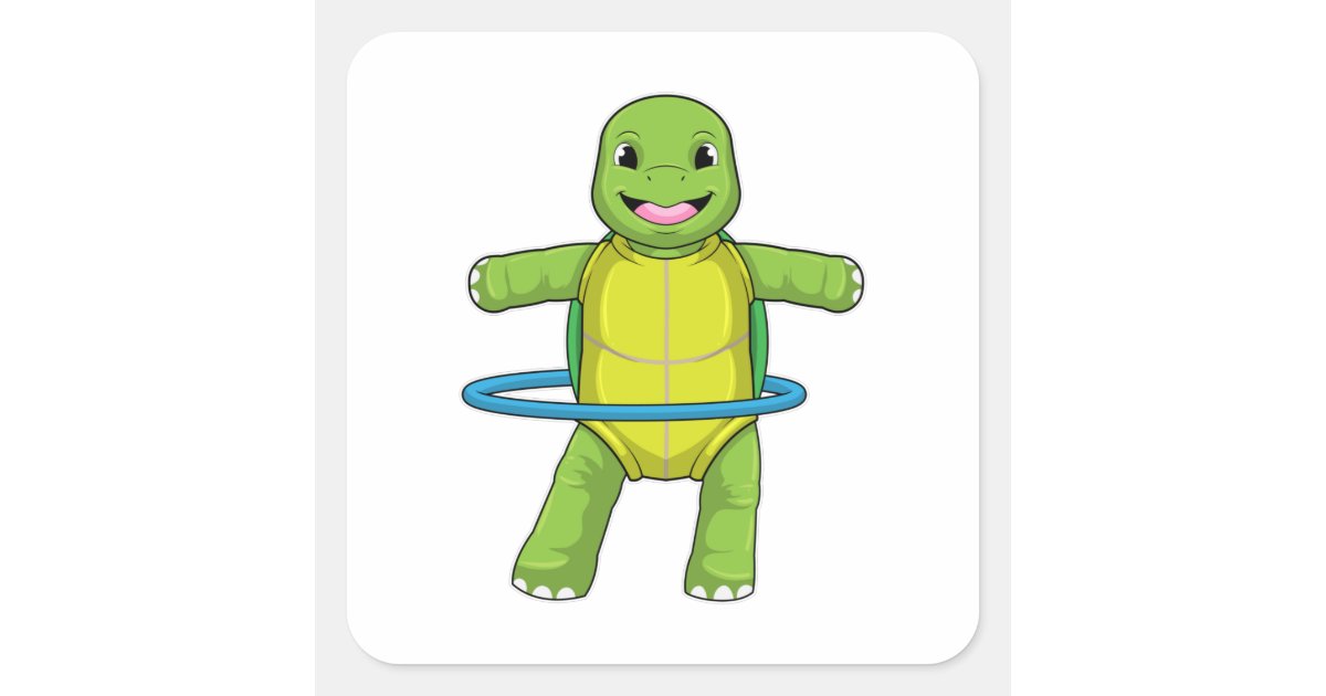 Turtle at Fitness with Fitness tires Square Sticker | Zazzle