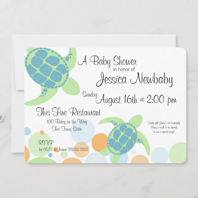 Turtle Baby Shower Invitation | Zazzle