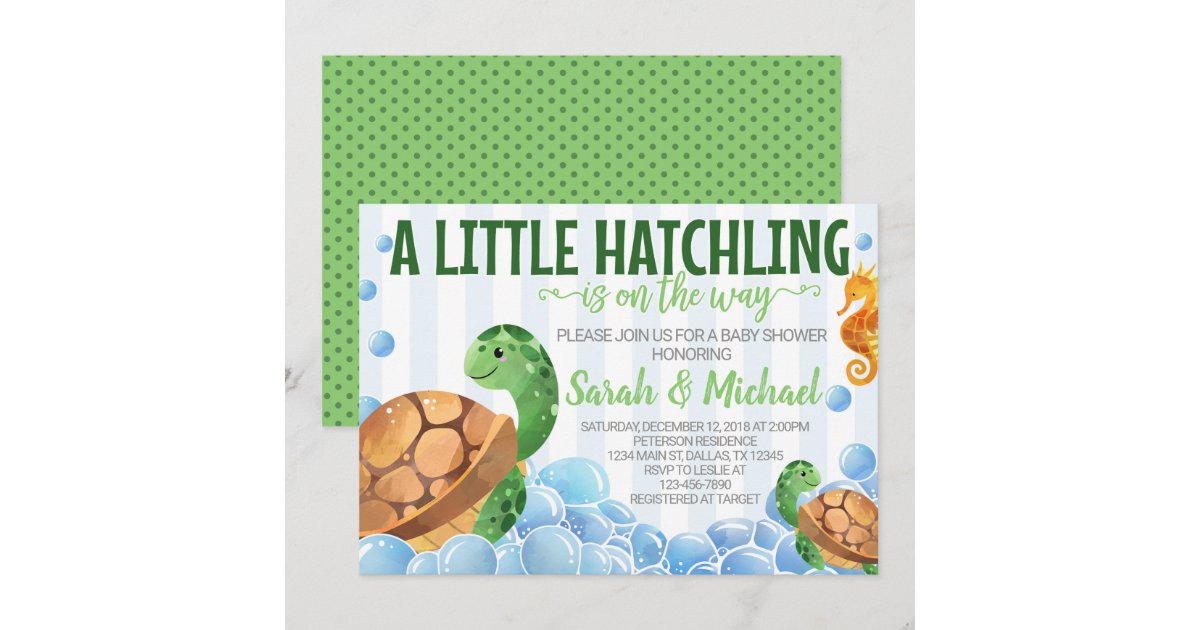 Turtle Baby Shower Invitation Invite | Zazzle