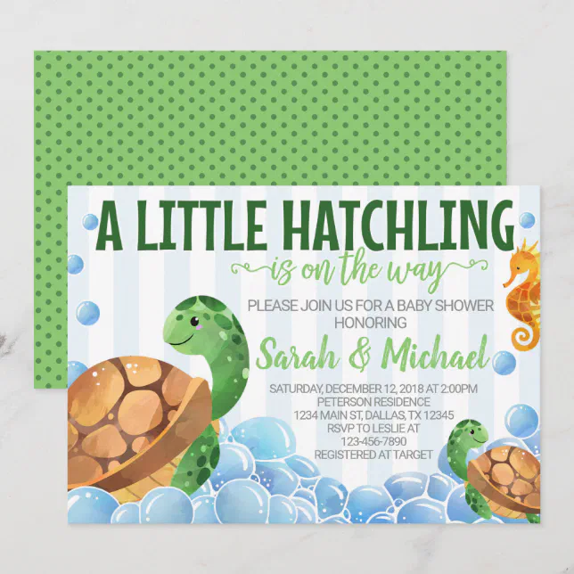 Turtle Baby Shower Invitation Invite | Zazzle