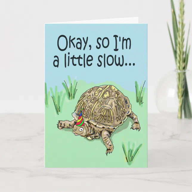 Turtle Belated Late Happy Birthday Card | Zazzle