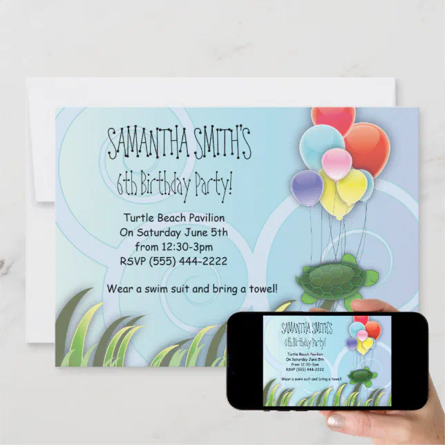 Turtle Birthday Invitation | Zazzle