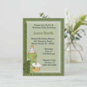 Turtle Birthday Invitation | Zazzle