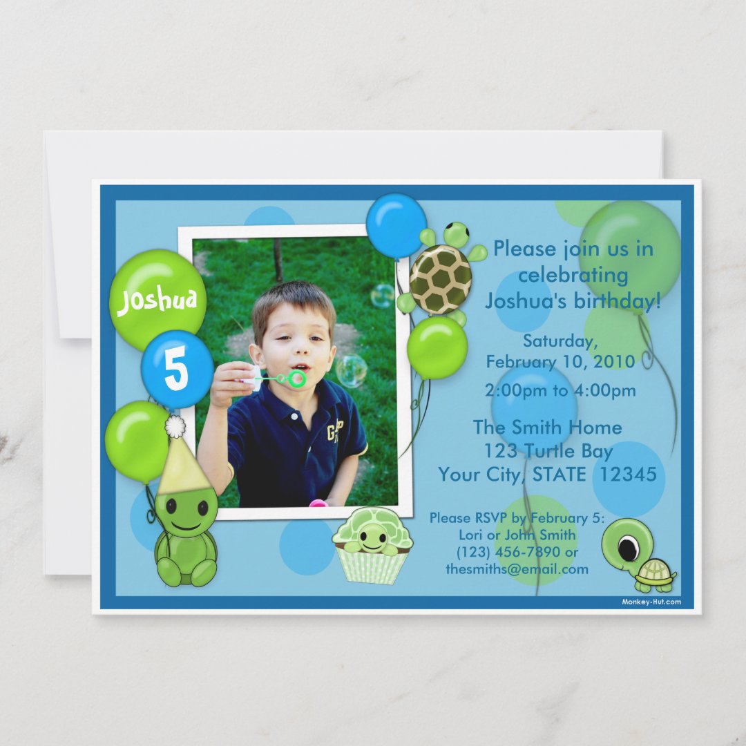 Turtle Birthday Invitation ADORABLE | Zazzle