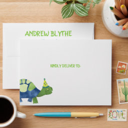 Turtle Birthday Invitation Envelope | Zazzle