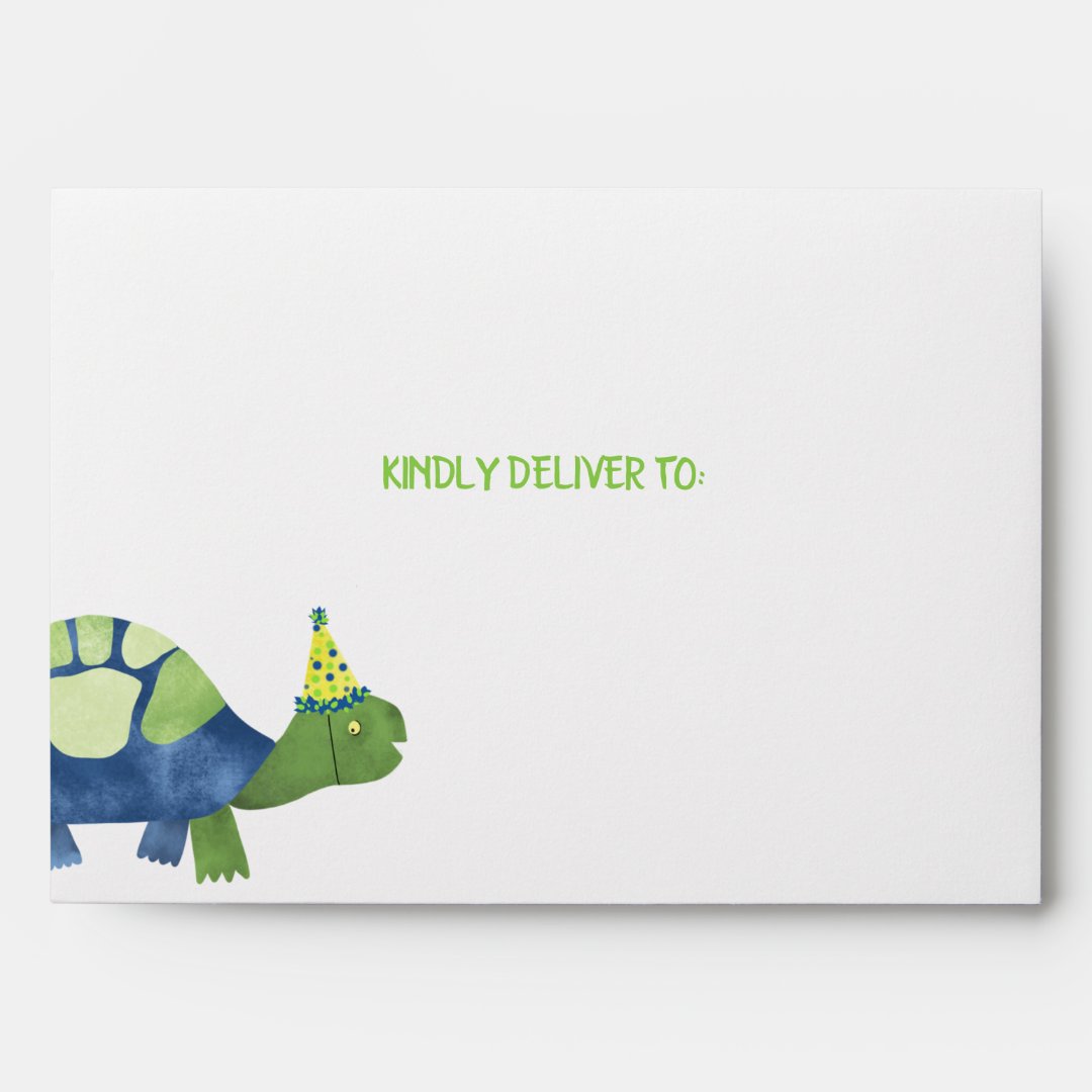 Turtle Birthday Invitation Envelope | Zazzle