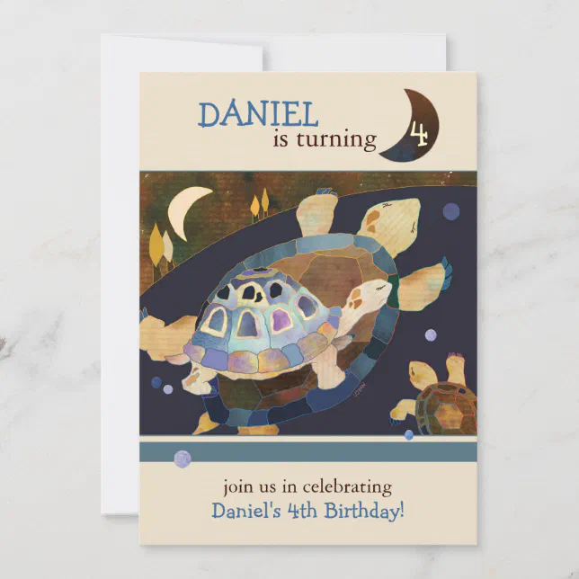 Turtle Birthday Party for Kids Invitation | Zazzle
