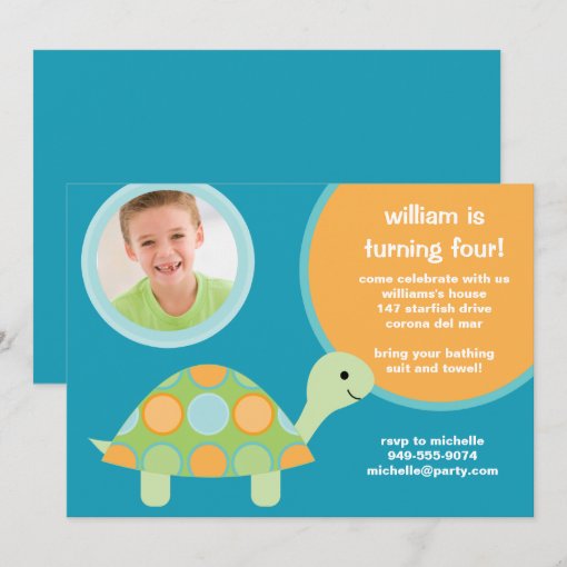 Turtle Birthday Party Invitation | Zazzle