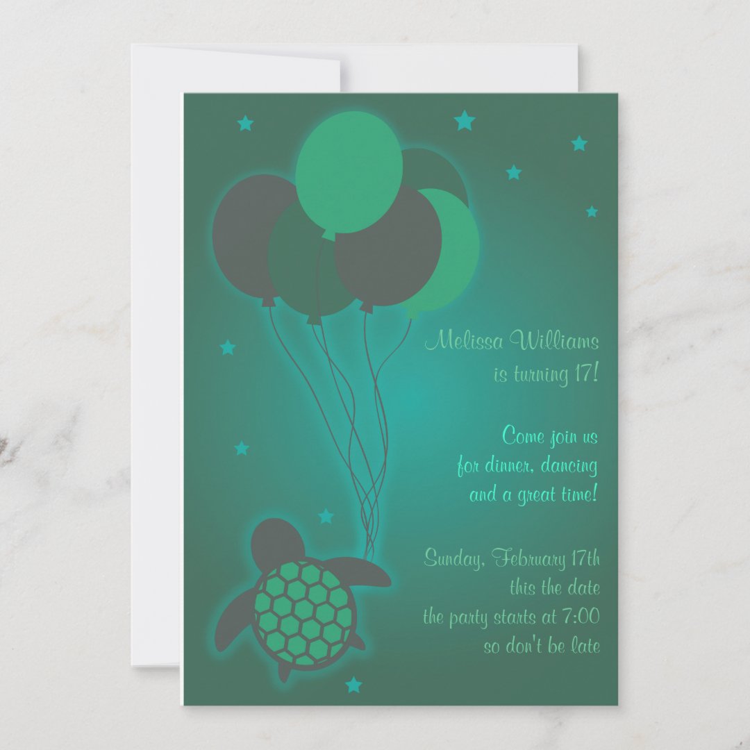 Turtle Birthday Party Invitation | Zazzle