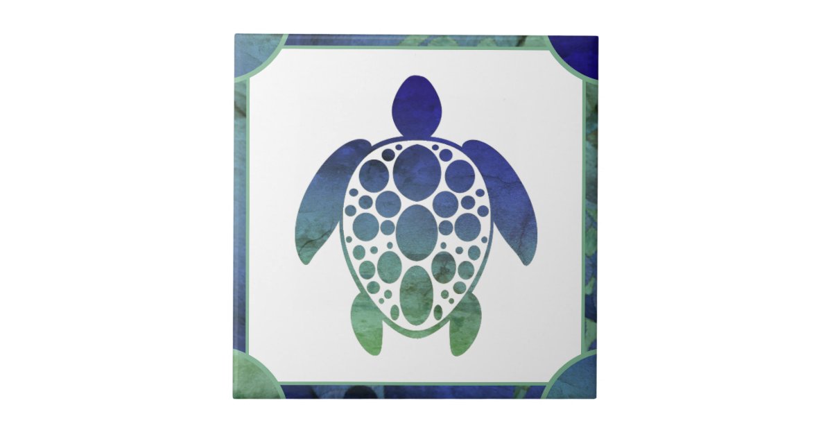 Turtle - Blue Ceramic Tile | Zazzle