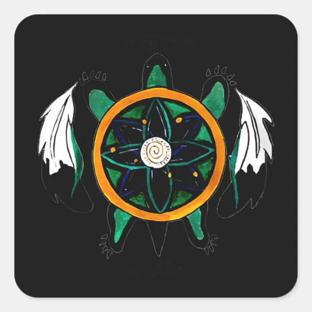 Turtle clan native american square sticker | Zazzle