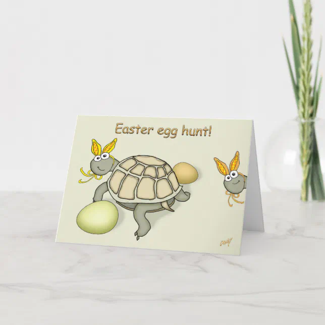 Turtle Easter Bunny with Eggs Invitation Card | Zazzle