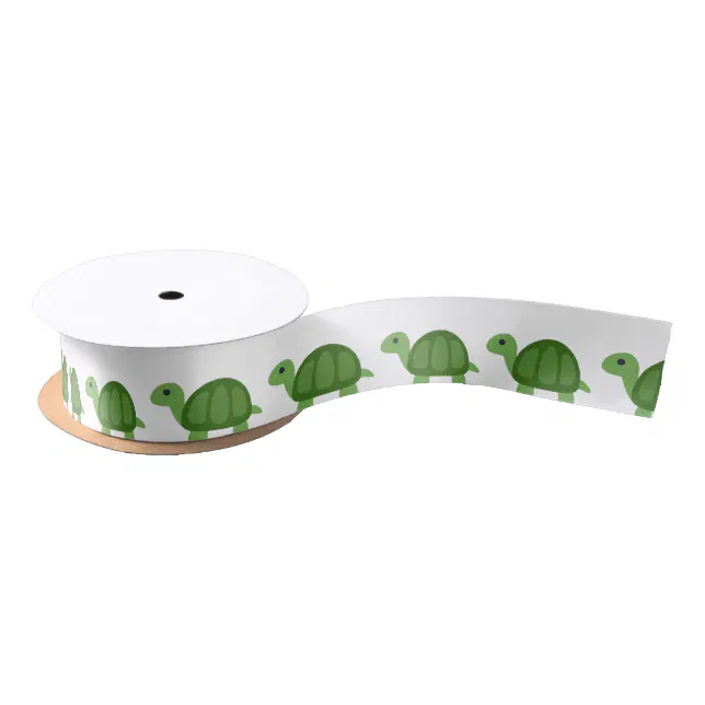 Turtle Emoji Satin Ribbon | Zazzle
