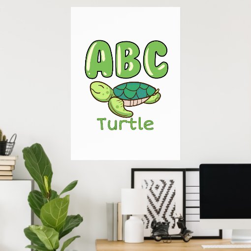 Turtle Lover Alphabet ABC Letter Turtle Poster | Zazzle