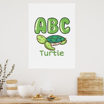 Turtle Lover Alphabet ABC Letter Turtle Poster | Zazzle