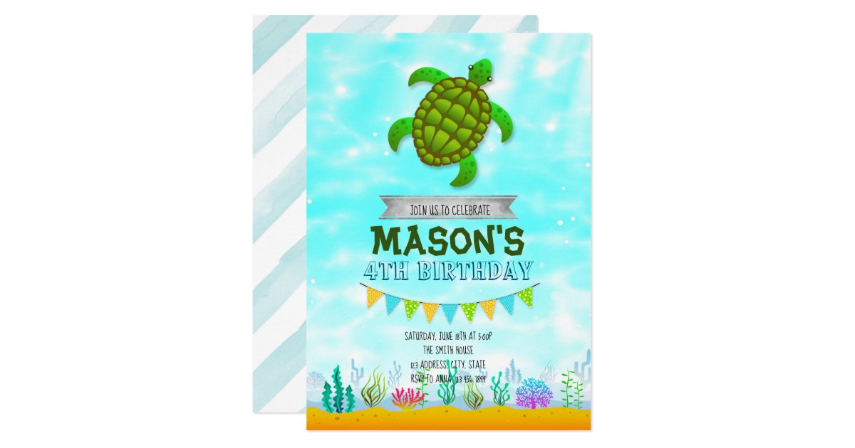 Turtle Party birthday invitation | Zazzle.com