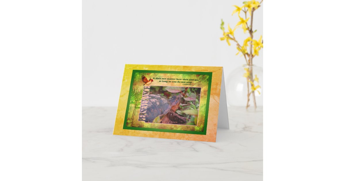 Turtle Perseverance Quote Inspirational Card | Zazzle