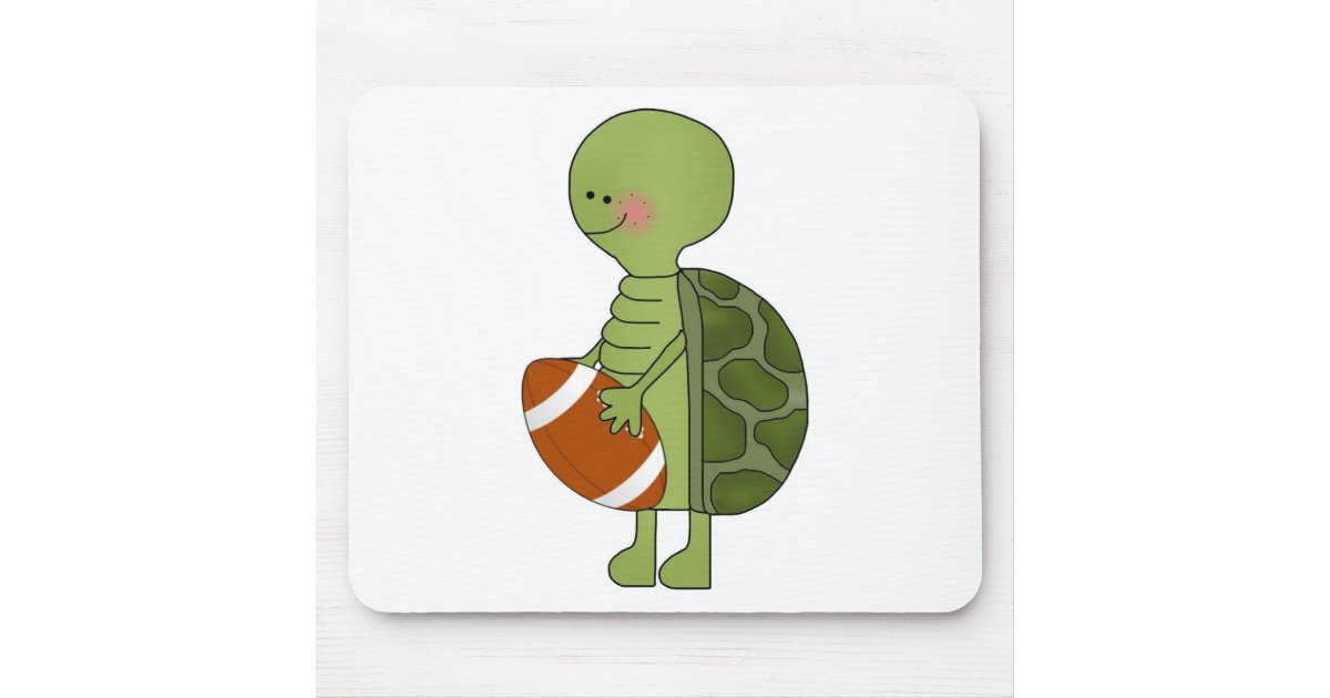 Turtle playing football mouse pad | Zazzle