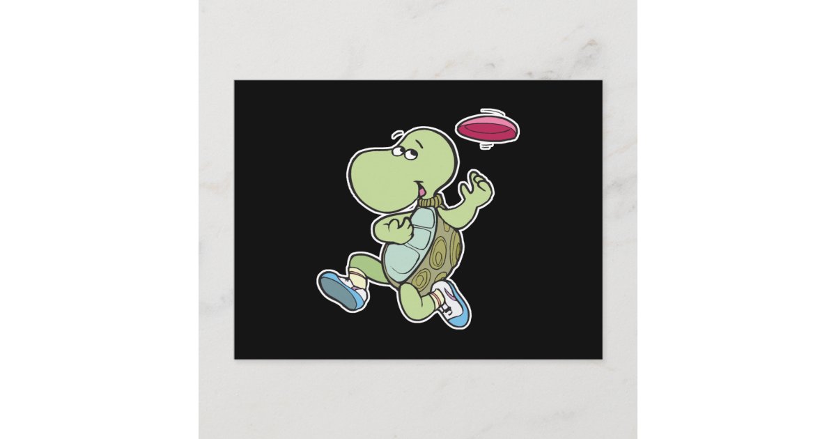 turtle playing frisbee postcard | Zazzle