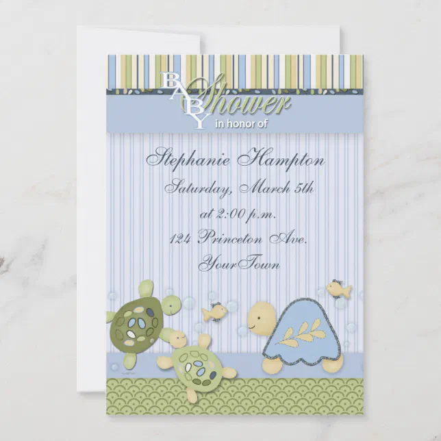 Turtle Reef and Gold Fish Baby Shower Invitation | Zazzle
