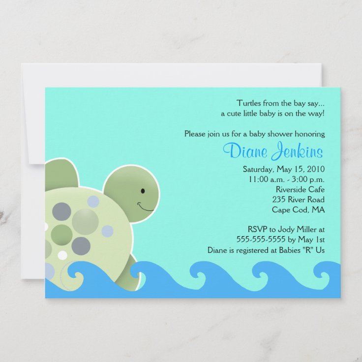 Turtle Reef Seaturtle 5x7 Baby Shower Invitation | Zazzle