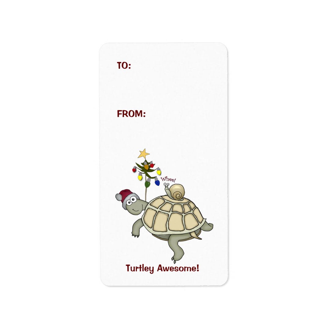 Turtle & Snail Christmas Present Labels Tags | Zazzle
