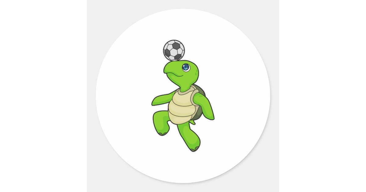 Turtle Soccer player Soccer Classic Round Sticker | Zazzle