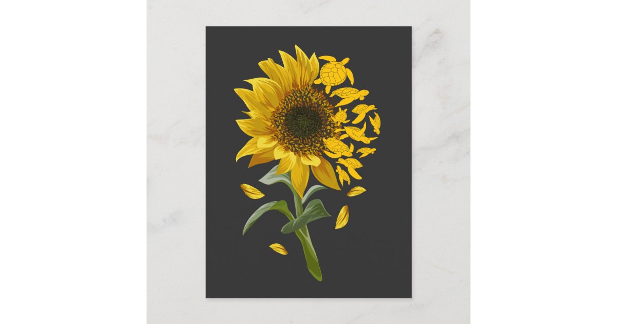 Turtle Sunflower Gardening Ocean Animal Awareness Postcard | Zazzle