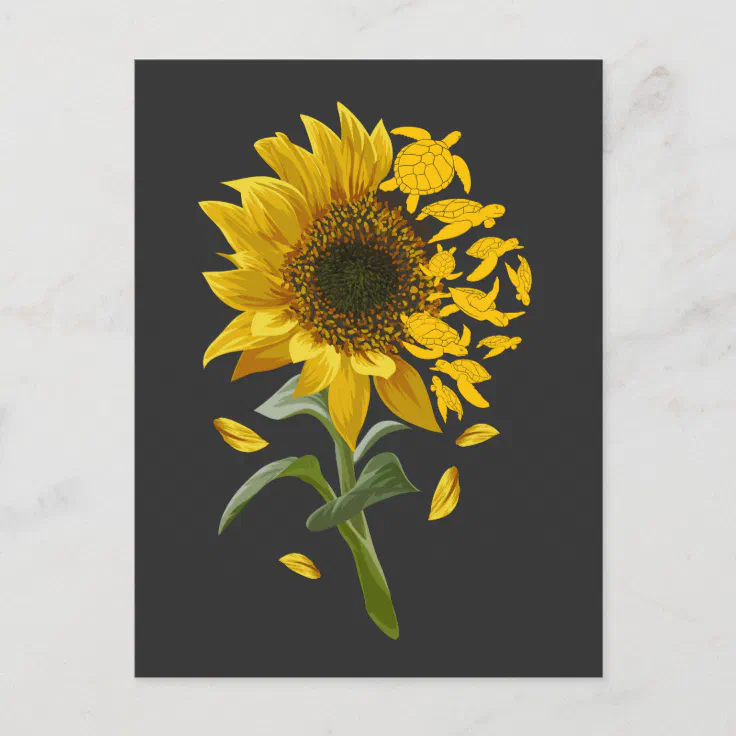 Turtle Sunflower Gardening Ocean Animal Awareness Postcard | Zazzle