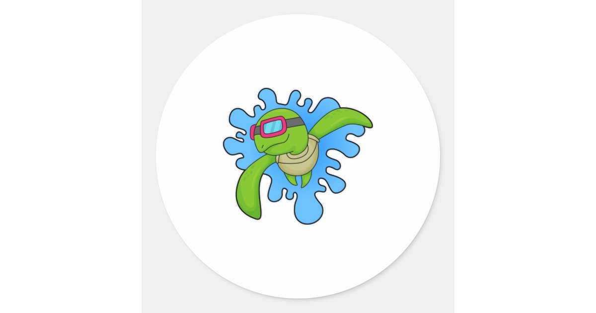 Turtle Swimming Swimming goggles Classic Round Sticker | Zazzle