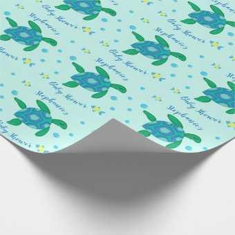 Turtle Under The Sea Personalized Baby Shower Wrapping Paper | Zazzle