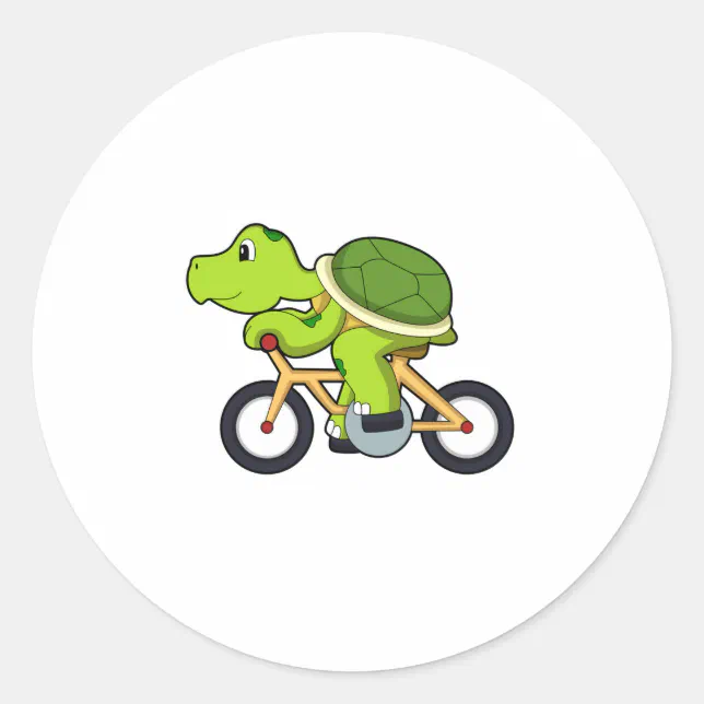 Turtle with Bicycle.PNG Classic Round Sticker | Zazzle