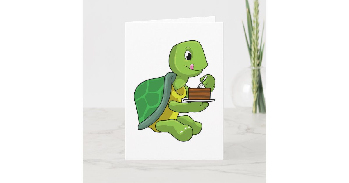 Turtle with Cake Card | Zazzle