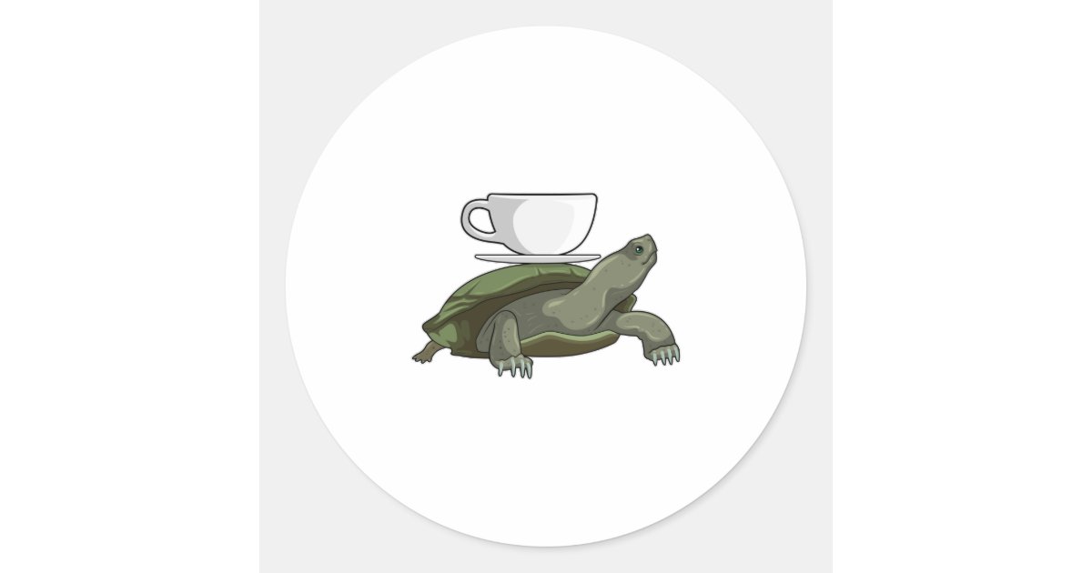 Turtle with Teacup Classic Round Sticker | Zazzle