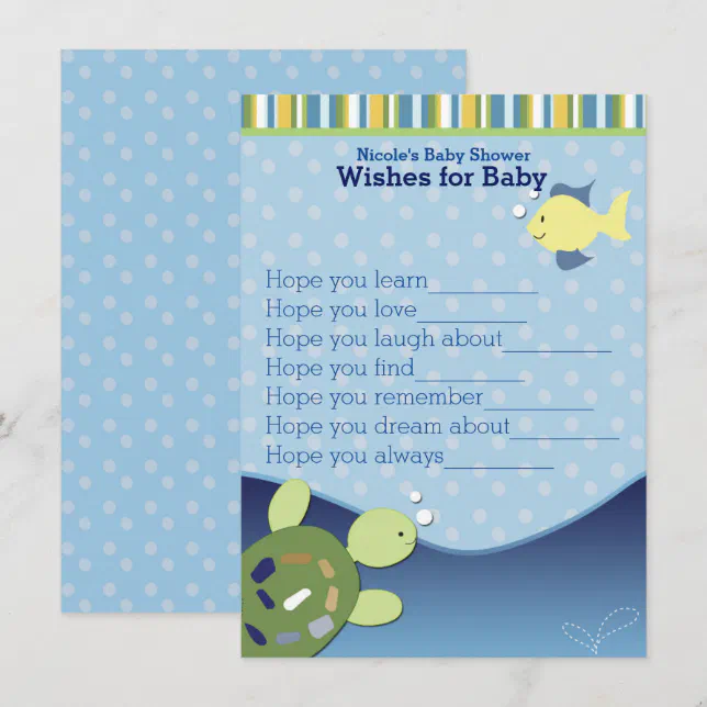 Turtles Ocean Reef Wishes for Baby Shower Card | Zazzle